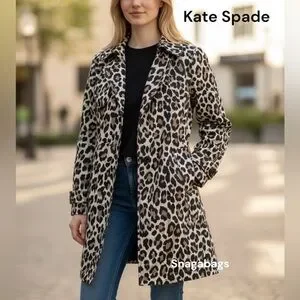 kate spade | Jackets & Coats | Kate Spade Nwt Leopard Animal Print Rain ...